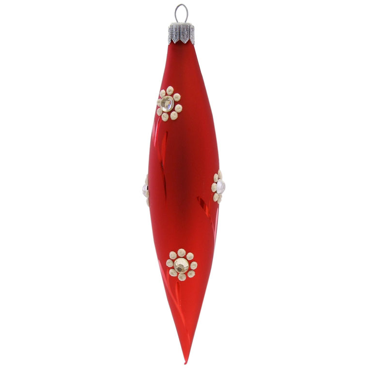 Drop shaped ornament with flowers | Decor-by-Glassor.cz