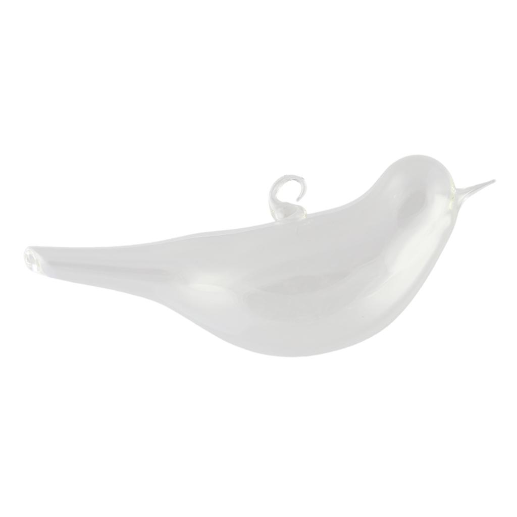 Clear glass bird with glass eyelet | Decor-by-Glassor.cz