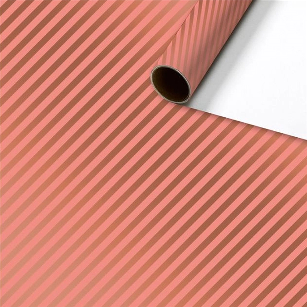 Salmon wrapping paper with rose gold stripes | Decor-by-Glassor.cz